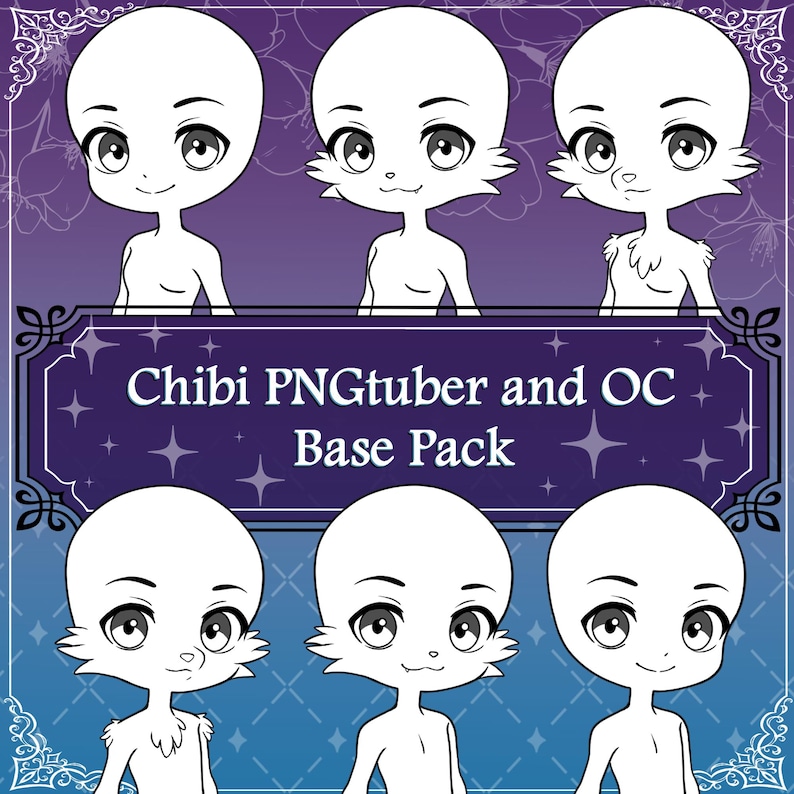 Chibi Pngtuber and OC Base Pack | With Anime and Furry Assets | Digital ...
