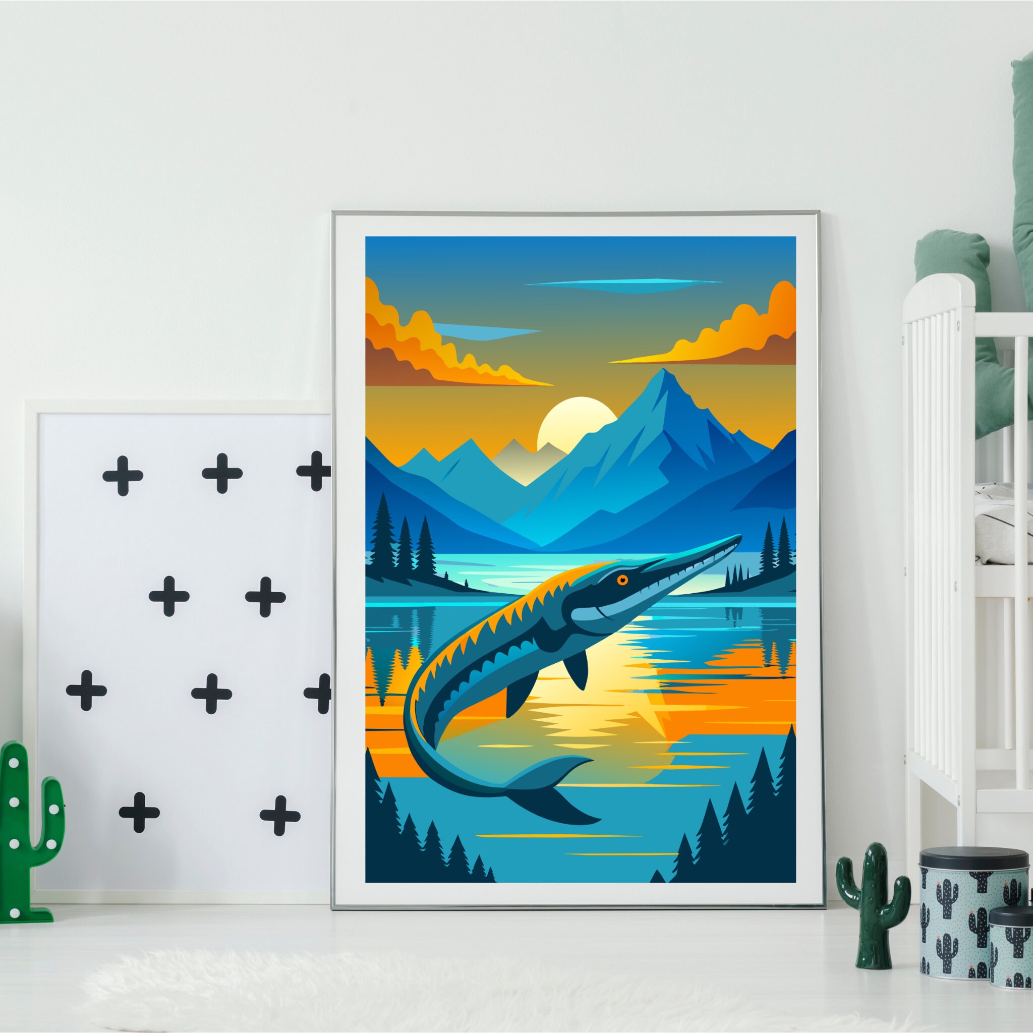 Cute Dinosaur Print, Kids Room Decor, Mosasaurus - Etsy