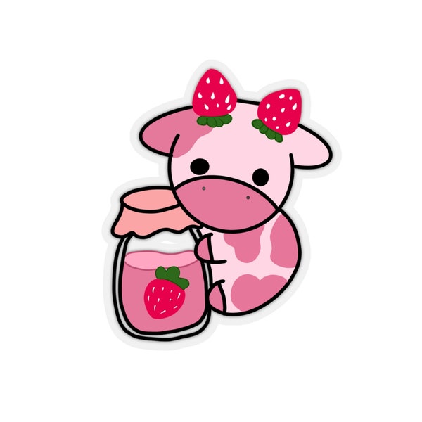 Kawaii Strawberry Cow Sticker - Etsy