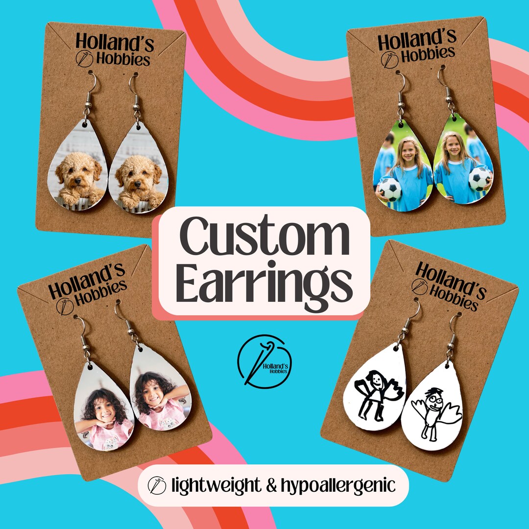 Custom Sublimation Earrings, Personalized Photo Earrings, Kids Photo ...