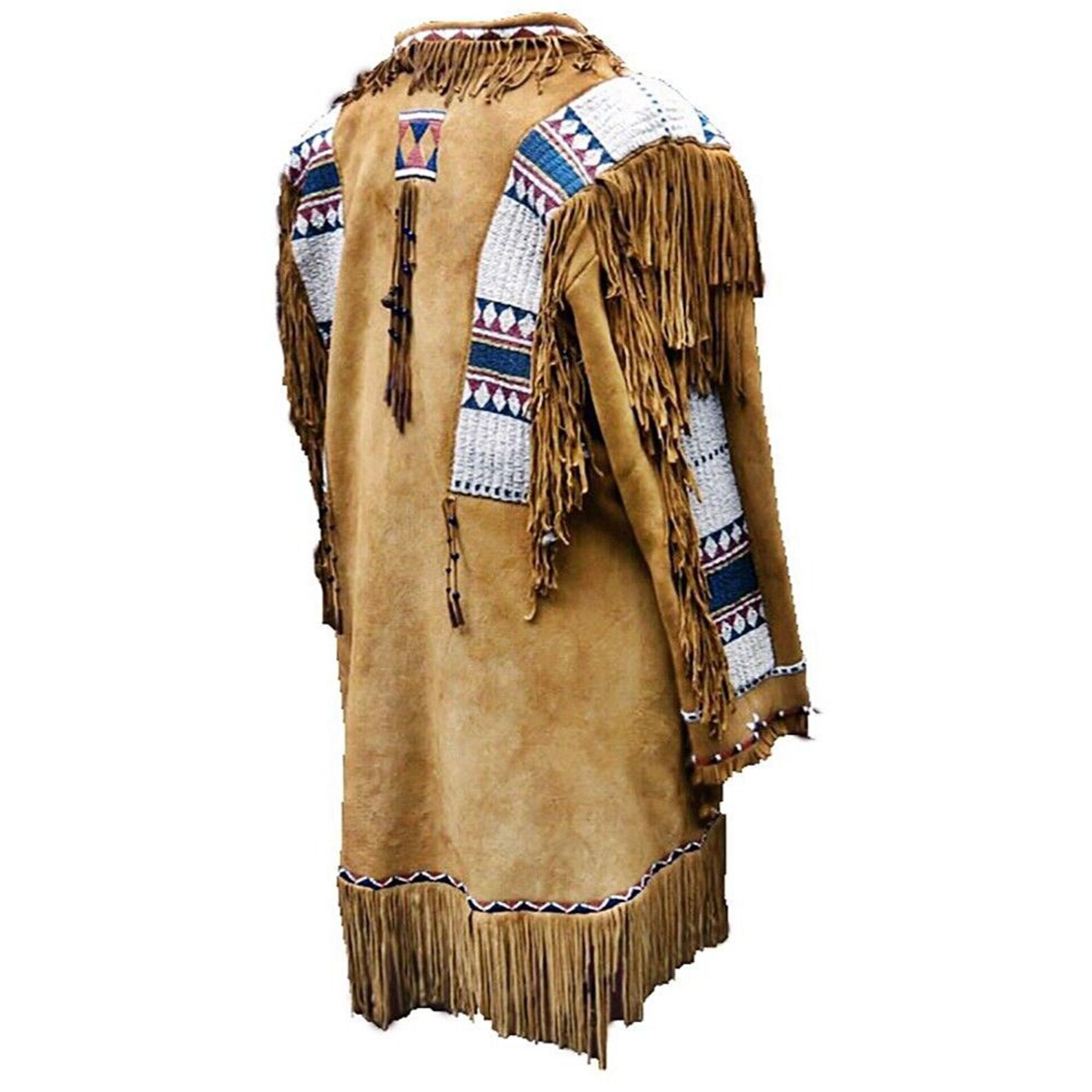 Native American Long Fringe Leather Jacket in Brown Color With Handmade ...