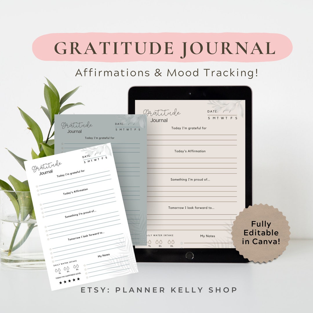 Mindfulness Gratitude Journal Template ADHD Therapy Self - Etsy