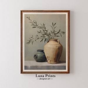 Vintage Jars With Olive Branches | PRINTABLE ART | Vintage Still Life ...