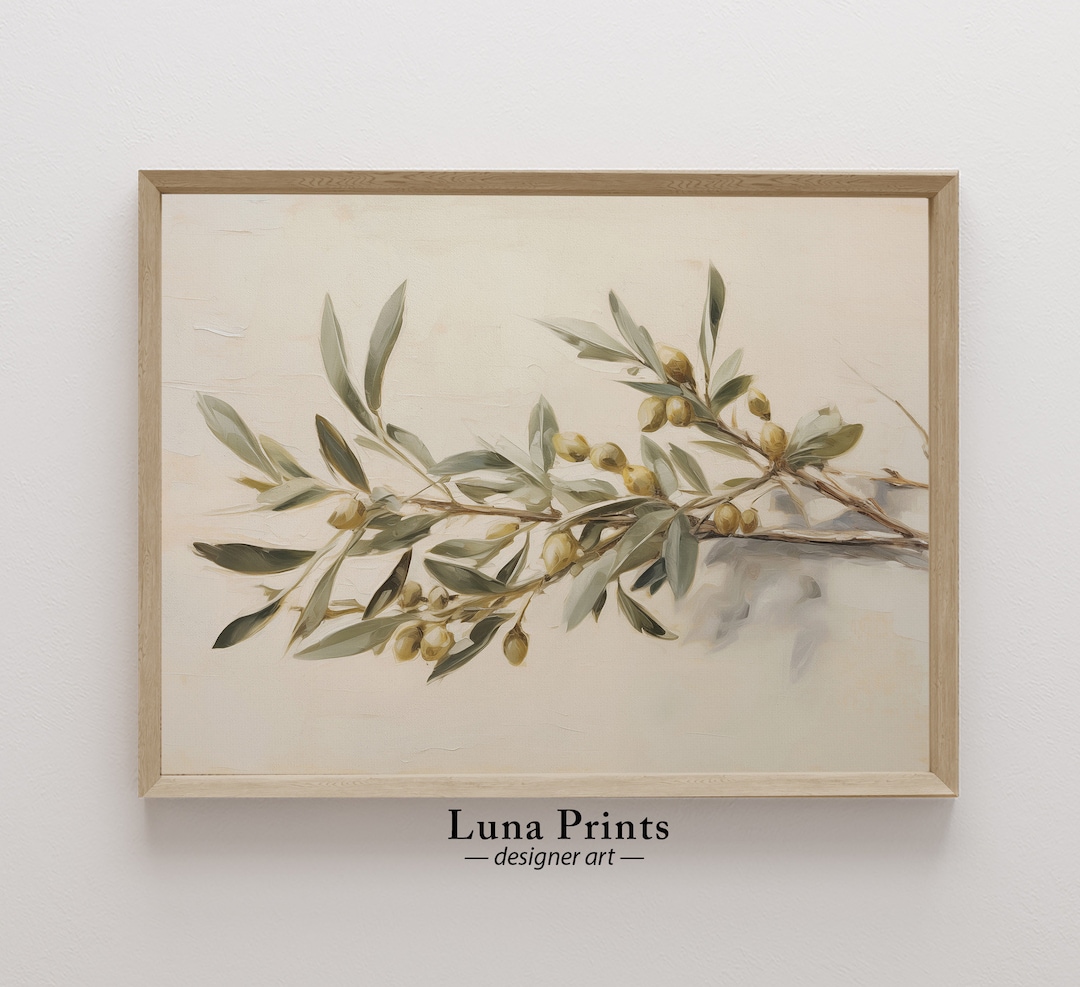 Olive Tree Branch Painting, PRINTABLE ART, Botanical Painting, Muted Toned Art - Etsy