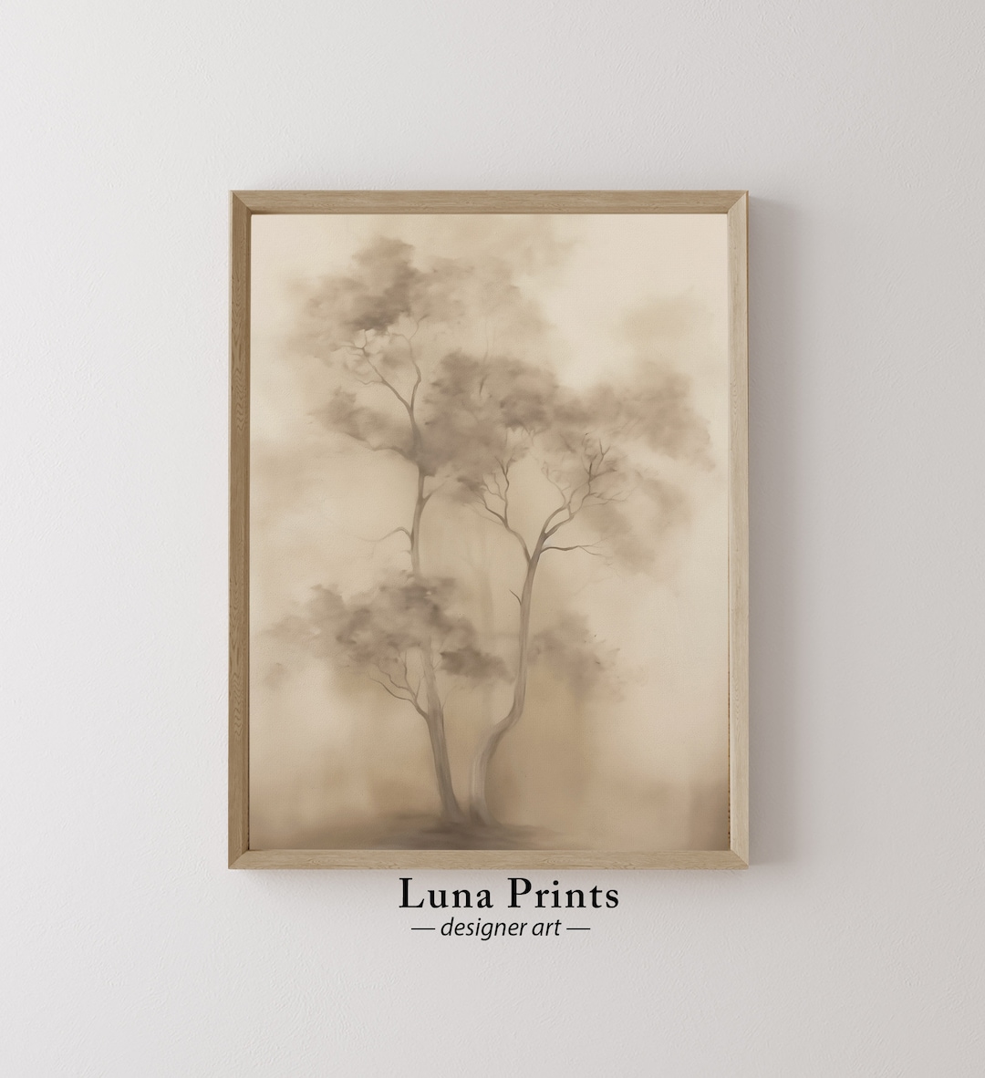 Muted Trees Painting, PRINTABLE ART, Landscape in Neutral Tones - Etsy