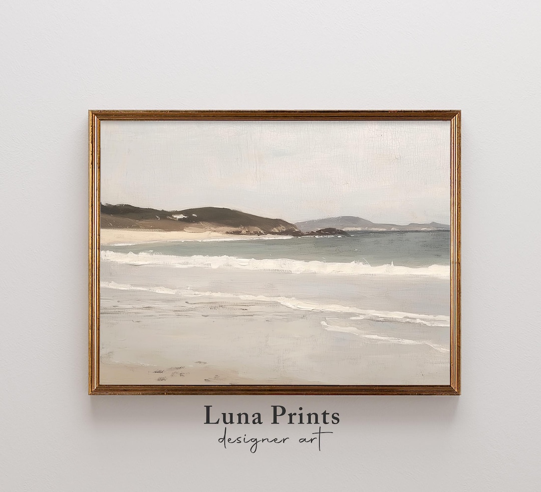 Muted Beach Landscape Painting, PRINTABLE ART Neutral Coastal Beach ...
