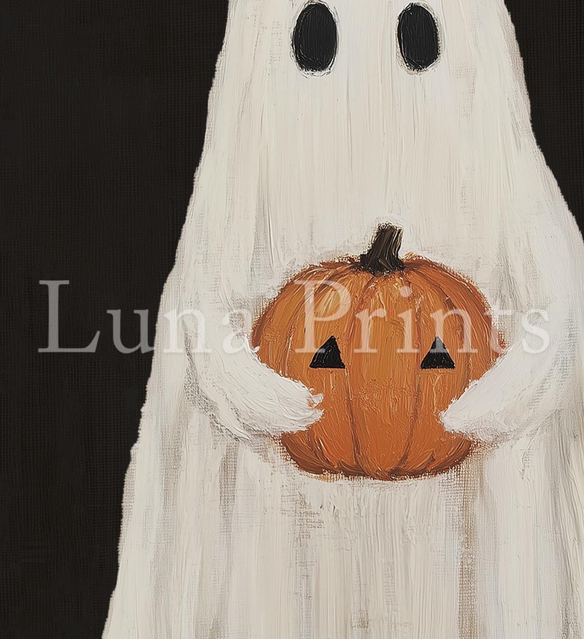 Printable Ghost Art, Modern Ghost Pumpkin Art, Country Rustic Halloween ...