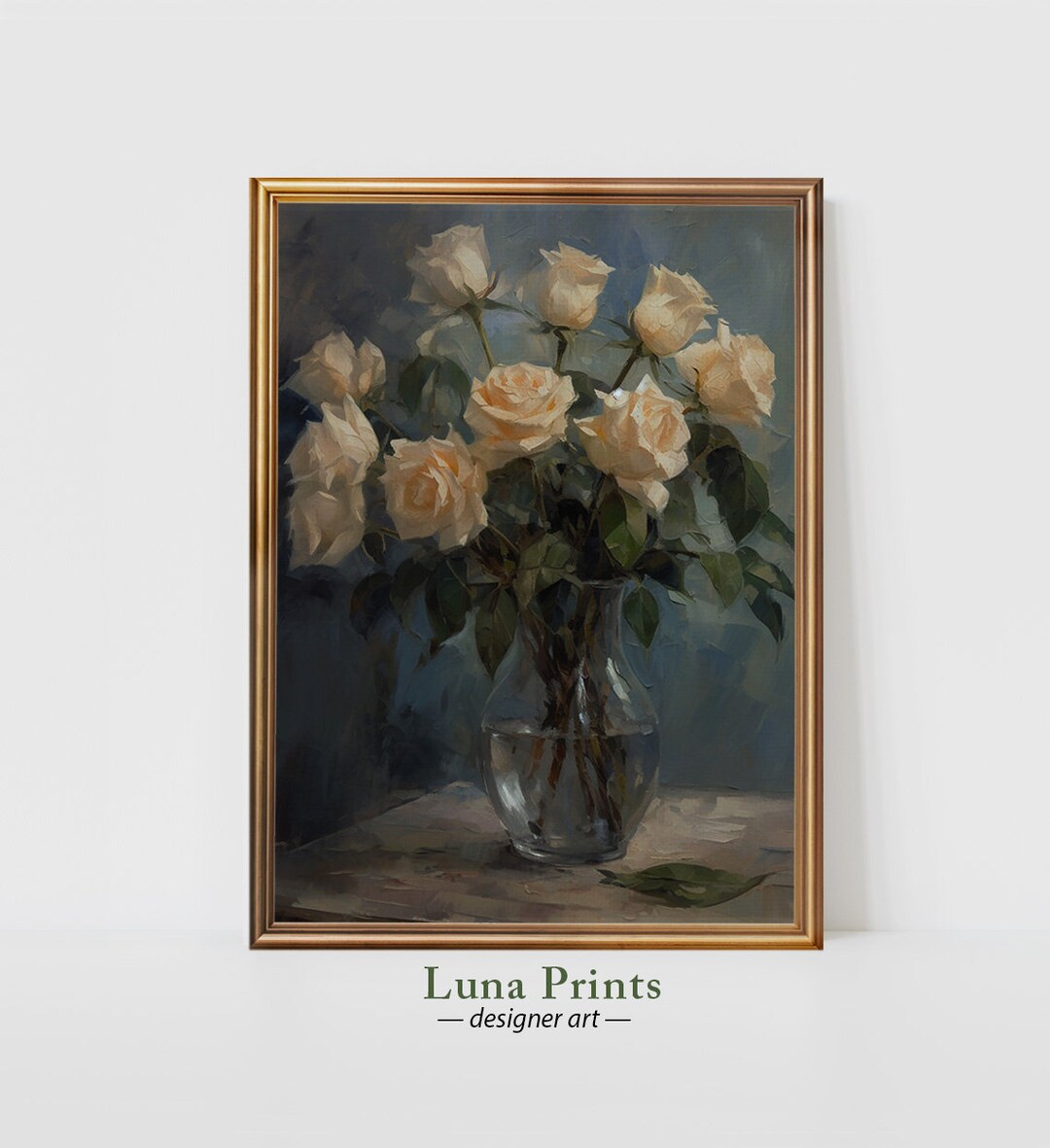 PRINTABLE Vintage White Roses | Vintage Floral Art - Etsy
