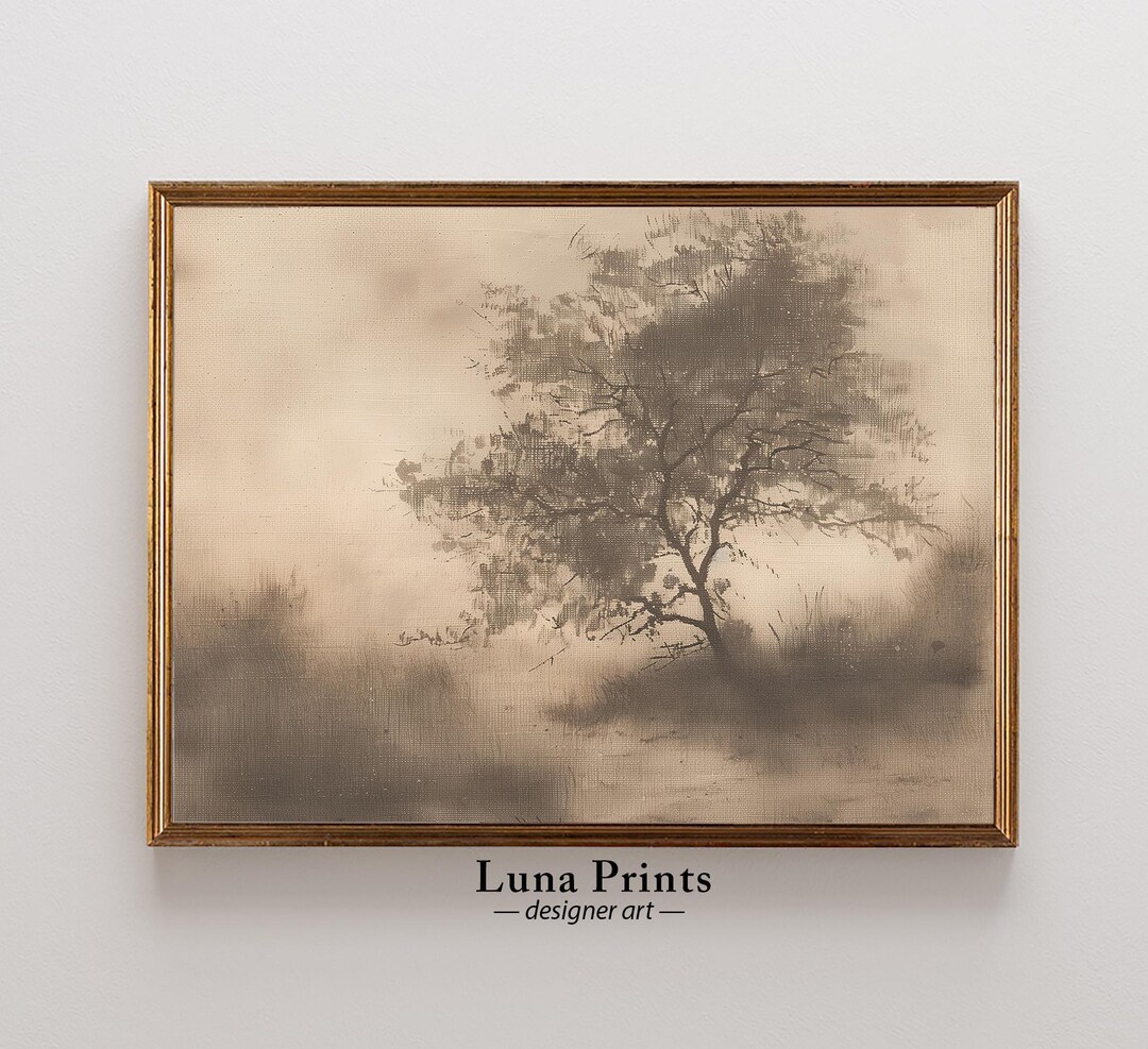 Muted Tree Landscape Painting, PRINTABLE ART, Landscape in Neutral ...