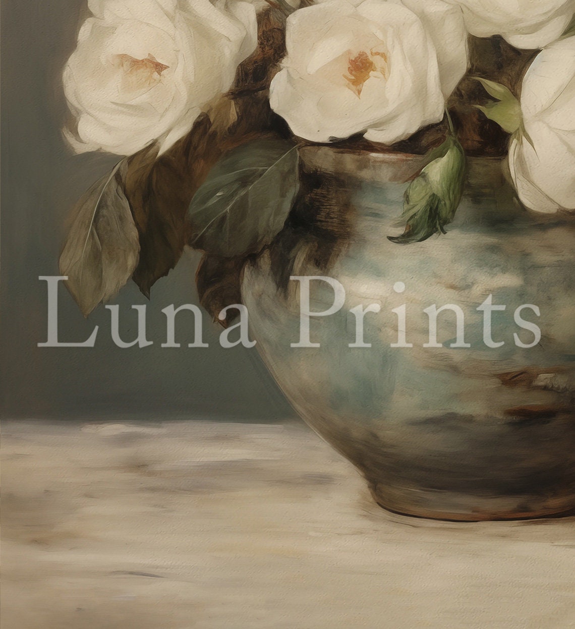 Vintage Roses Painting, PRINTABLE ART, Floral Still Life, Muted Toned ...