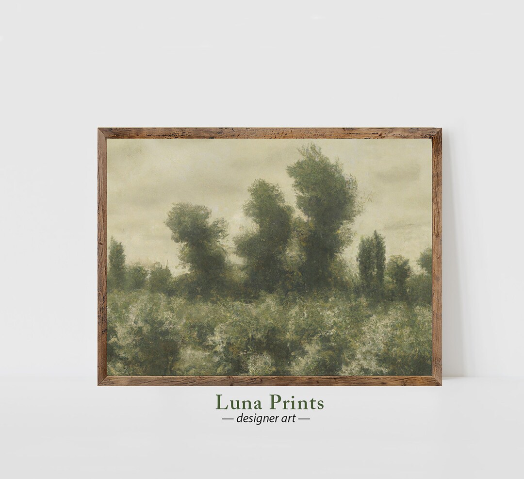 PRINTABLE Bushes in the Meadow Vintage Landscape Art - Etsy