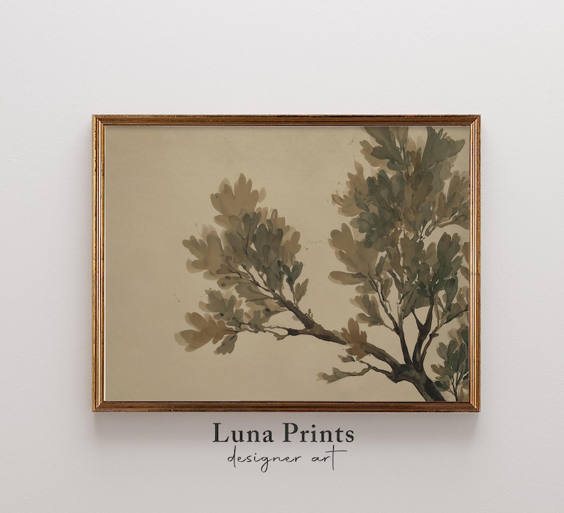 Neutral Tree Painting, Fall Printable Wall Art, Muted Tree Fall ...