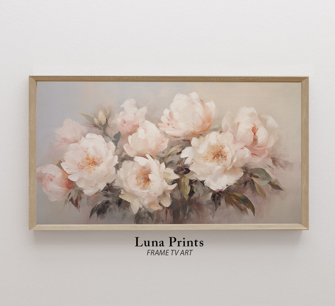 Muted Peonies Art for Frame TV, DIGITAL DOWNLOAD, Floral Painting ...