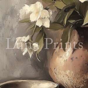 Neutral Spring Floral Painting, Flowers Printable Wall Decor, Moody ...