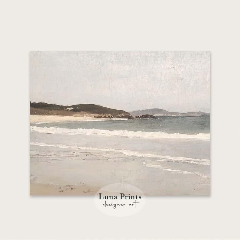 Muted Beach Landscape Painting, PRINTABLE ART Neutral Coastal Beach ...