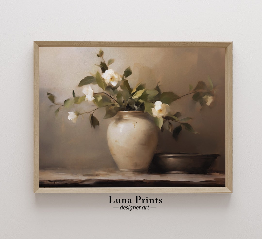 Muted Spring Floral Painting, PRINTABLE ART, Neutral Toned Floral Art ...