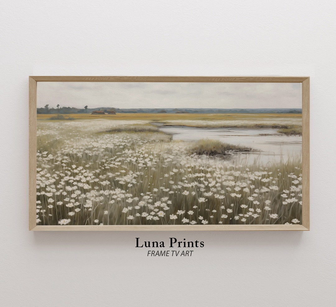 Flower Field Frame TV Art, DIGITAL DOWNLOAD, Vintage Meadow Landscape ...