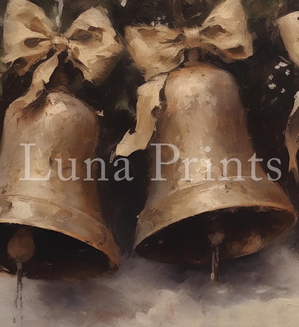 Rustic Holiday Bells Painting, PRINTABLE ART, Moody Christmas Holiday ...