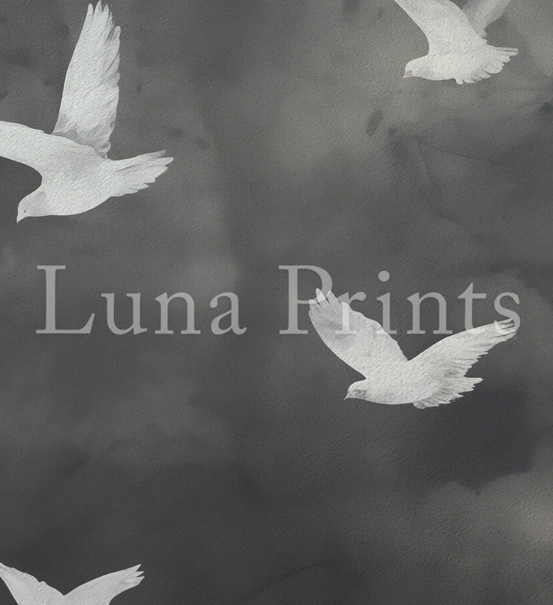 Bird Flock Painting, PRINTABLE ART, Vintage Bird Art, Gray and White ...