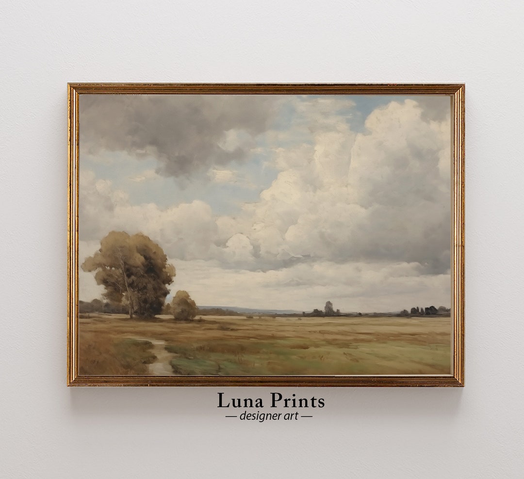 Country Rustic Landscape Art, PRINTABLE ART, Vintage Landscape Painting ...
