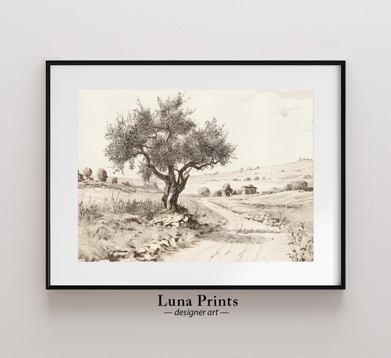 Vintage Olive Tree Sketch PRINTABLE ART Country Landscape - Etsy
