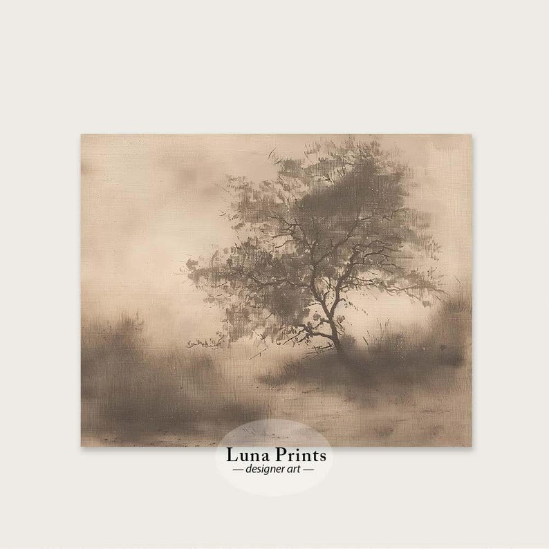 Muted Tree Landscape Painting, PRINTABLE ART, Landscape in Neutral ...
