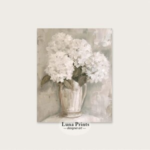 Hydrangeas in Vintage Vase Painting, PRINTABLE ART, Neutral Toned ...