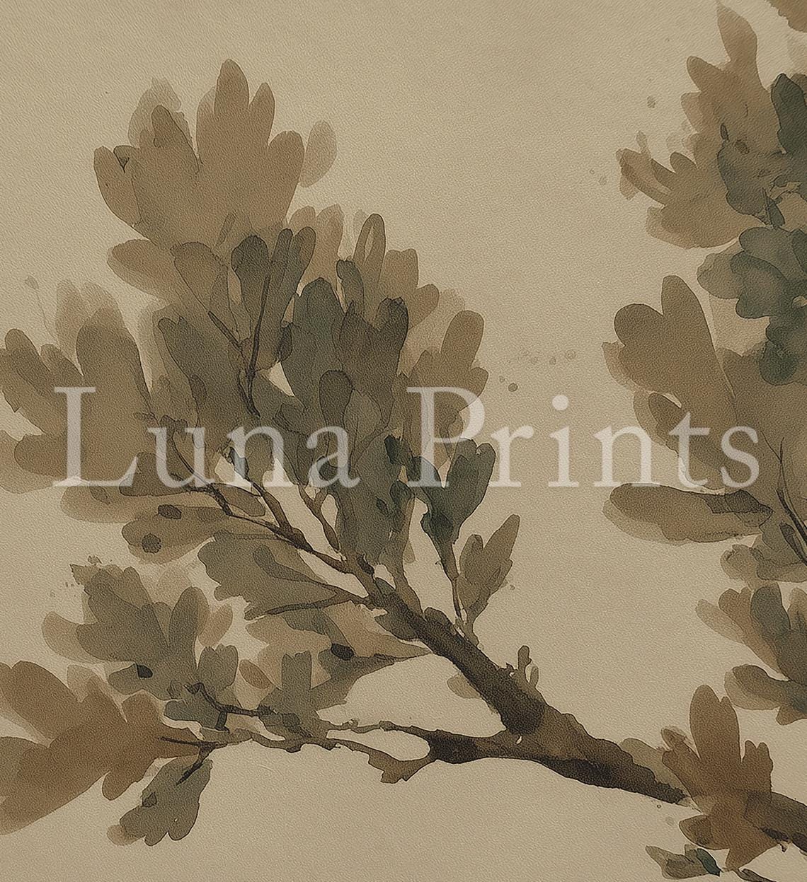 Neutral Tree Painting, Fall Printable Wall Art, Muted Tree Fall ...