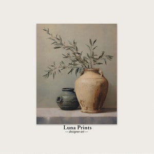 Vintage Jars With Olive Branches | PRINTABLE ART | Vintage Still Life ...