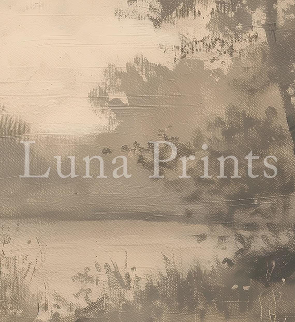 Muted Lake Landscape Frame TV Art, Neutral Vintage Landscape Art for ...