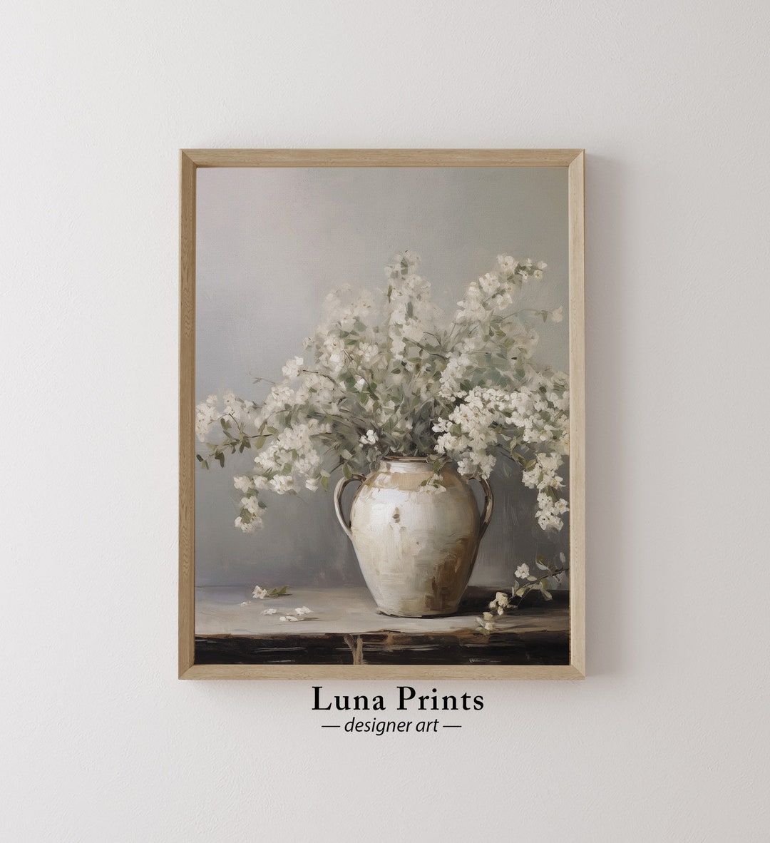 Spring Flowers Painting in Vintage Vase, PRINTABLE ART, Muted Toned ...