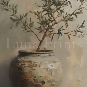 Olive Tree in Aged Vase Painting | PRINTABLE ART | Vintage Botanical ...