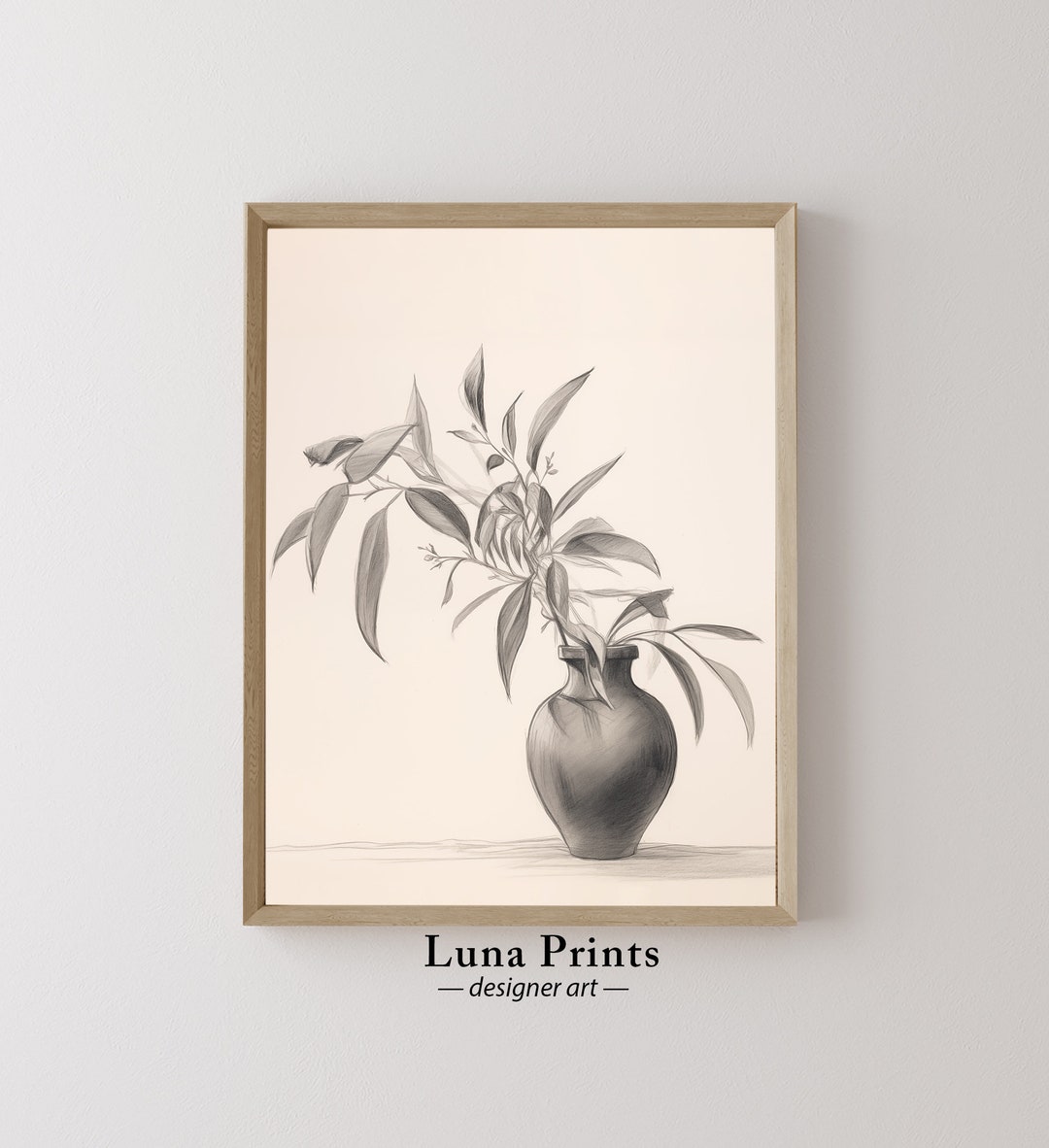 Vintage Sketch Art PRINTABLE ART Vase With Branches Drawing - Etsy