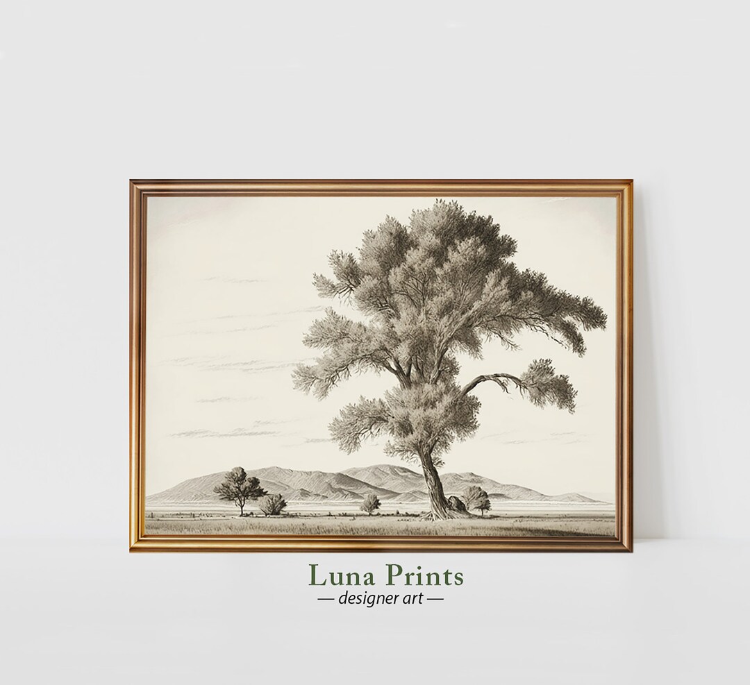 PRINTABLE Cottonwood Tree | Vintage Landscape Art - Etsy