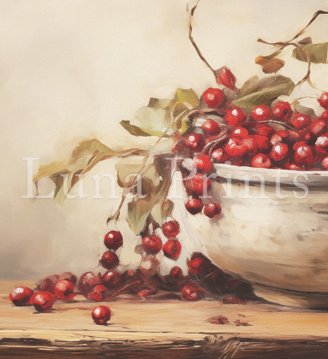 Cranberries Painting | PRINTABLE ART | Vintage Fruit Art - Etsy