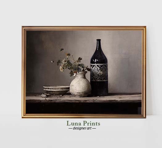 Vintage Pottery Still Life Painting | PRINTABLE ART | Moody Still Life ...