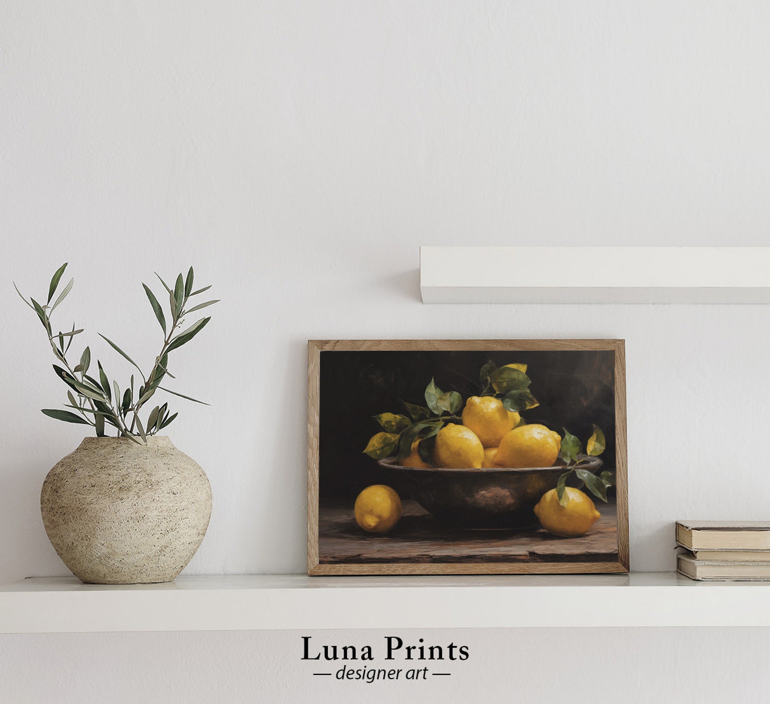 Moody Lemon Painting | PRINTABLE ART | Vintage Fruit Still Life - Etsy