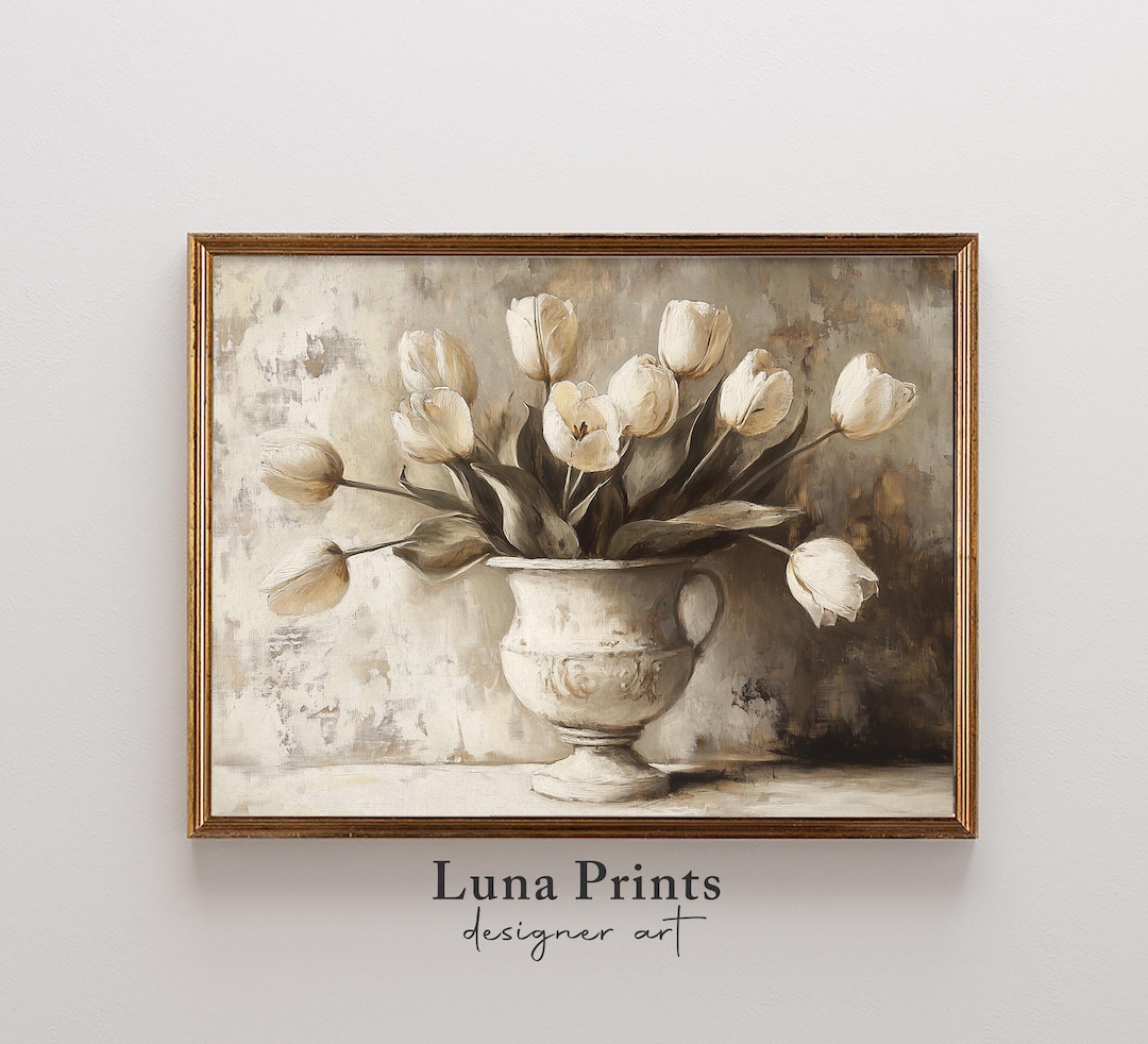 Spring Tulips Painting, Printable Art Spring Flowers Wall Decor ...