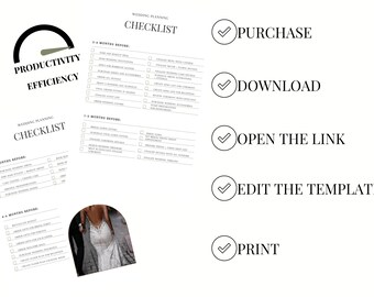 Checklist Wedding Planner Wedding Checklist Digital Planner Template ...