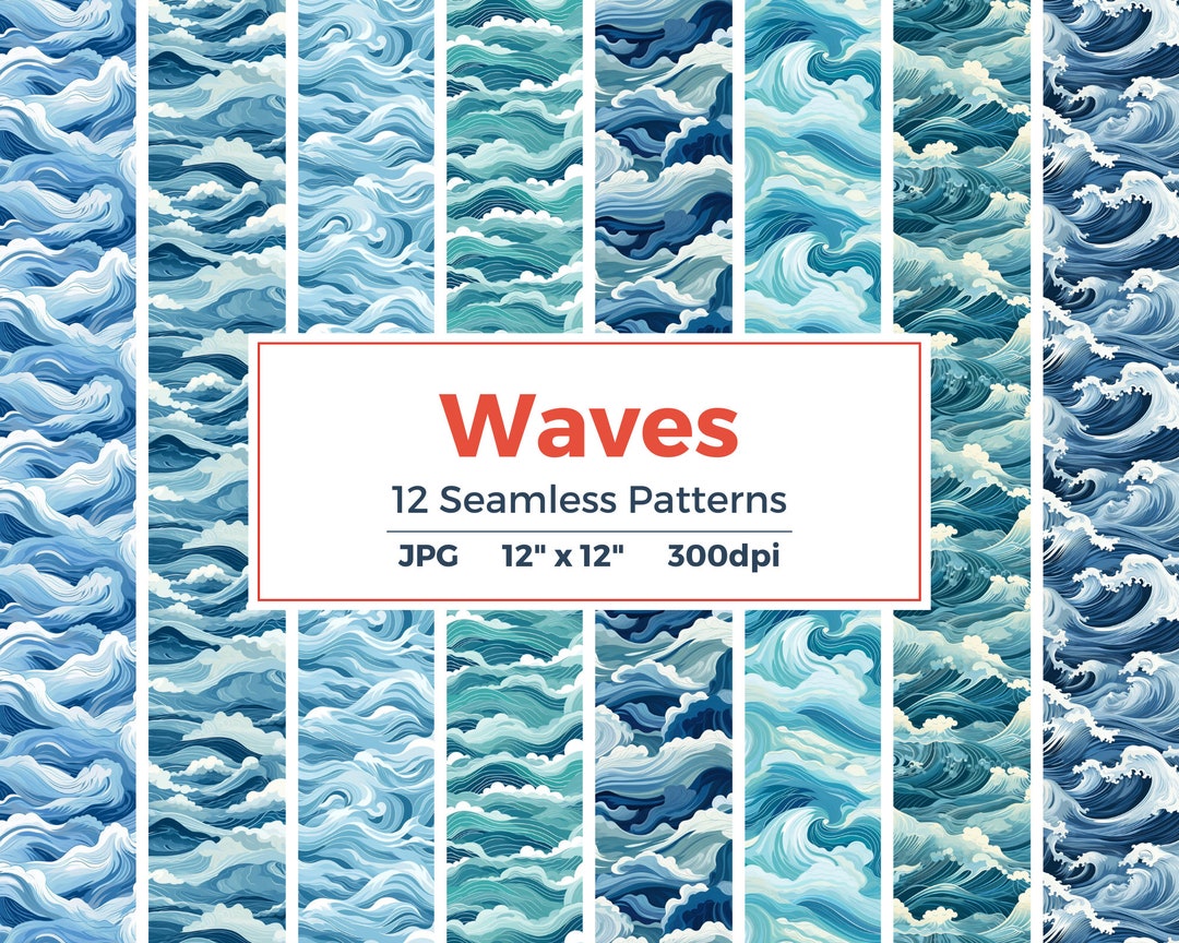 Waves Digital Pattern Printable Paper Scrapbook Instant - Etsy