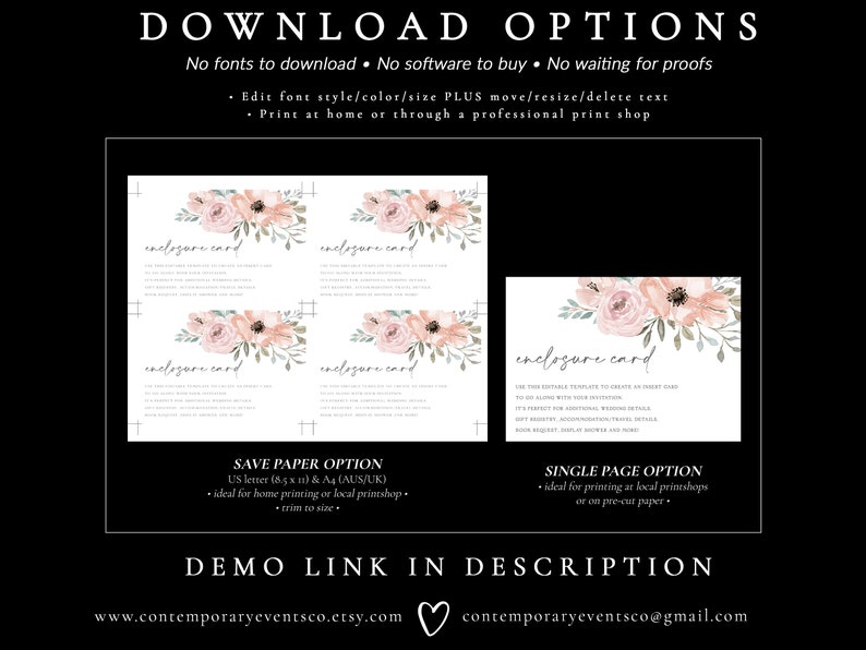 Editable Enclosure Card Template Modern Wedding Invite - Etsy Australia