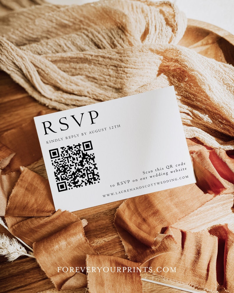 Minimalist QR Code Response Card RSVP Online Modern - Etsy