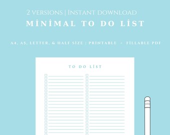 Minimalist to Do List Printable, Activity List, Simple Tasks List ...