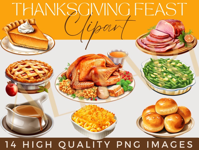 Instant Download Thanksgiving Feast Clipart Bundle Festive - Etsy