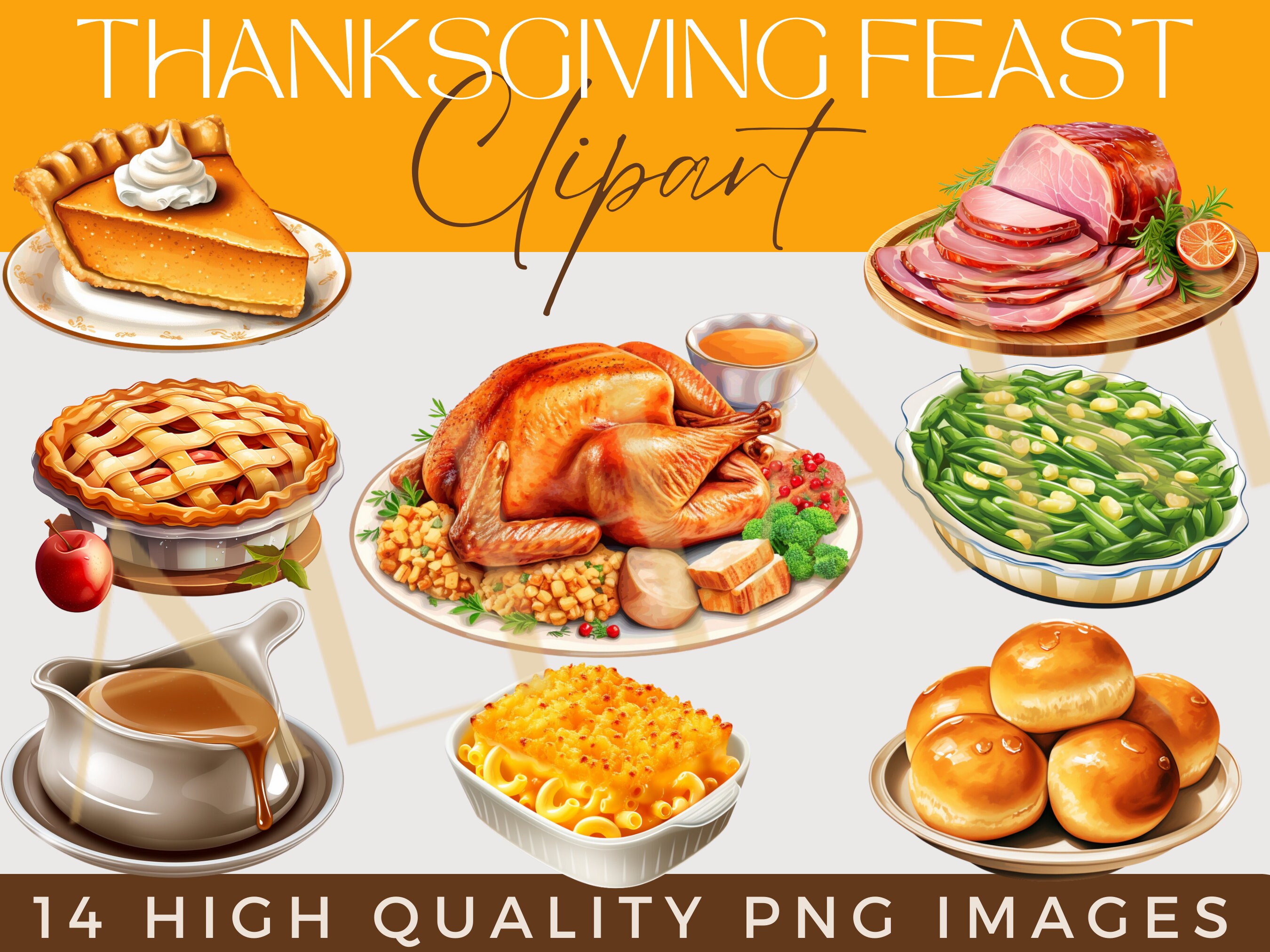 Instant Download Thanksgiving Feast Clipart Bundle Festive - Etsy