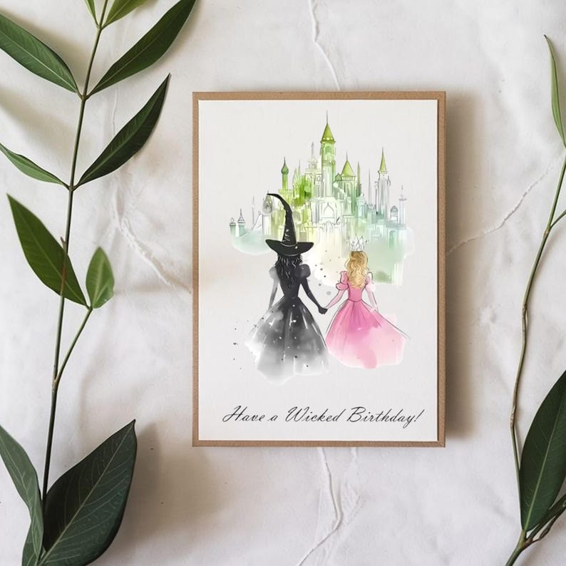 Wicked Inspired Birthday Card, Glinda and Elphaba Inspired Card ...