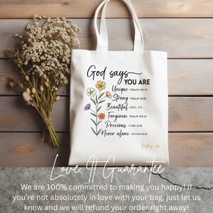 Personalized Scripture Tote Bag, Christian Floral Tote, Inspirational ...