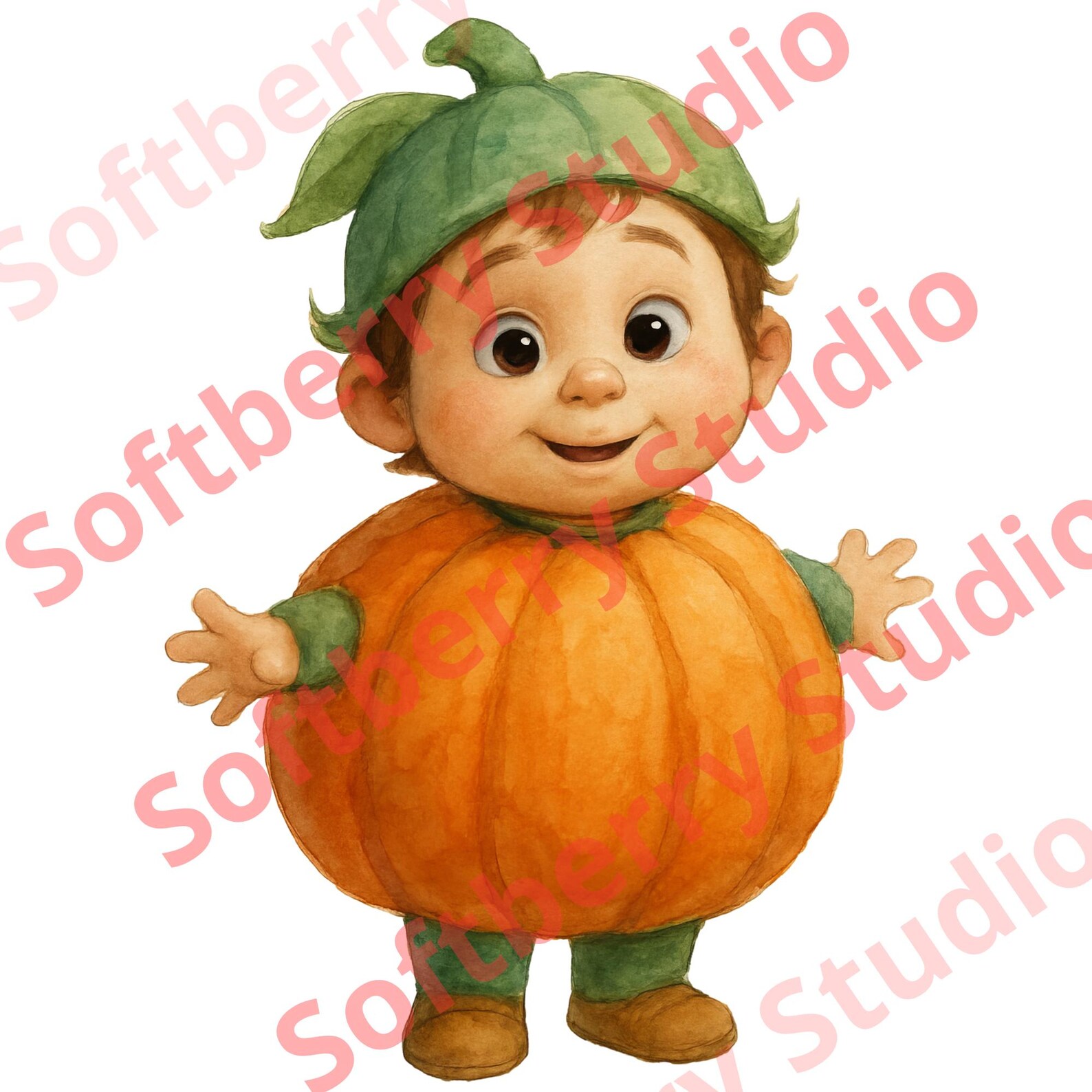 Watercolor Halloween Clipart Bundle: Kids in Costumes, Pumpkins, Ghosts ...
