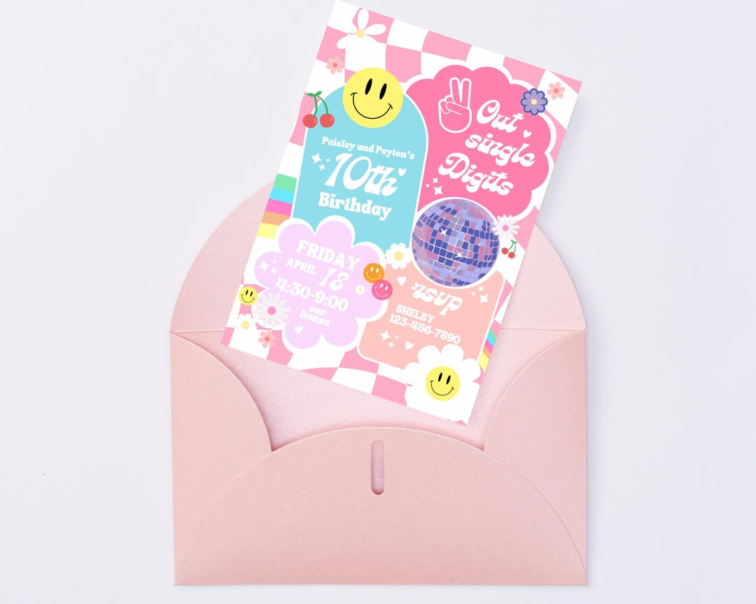 Editable , Printable, Peace Out Single Digits, Preppy, Girl, Pink ...
