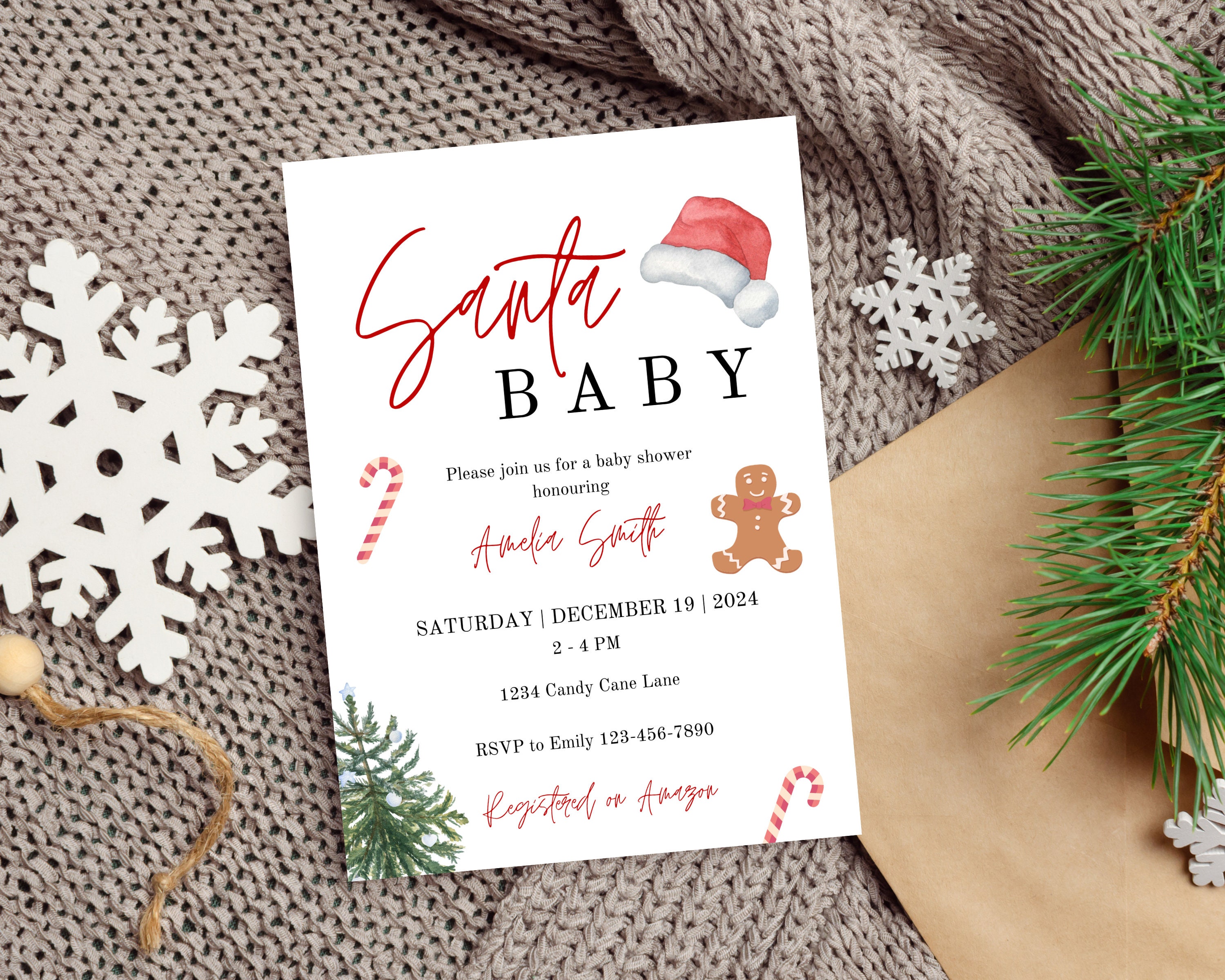 Santa Baby Baby Shower Invitation | Christmas Theme | Baby Shower ...